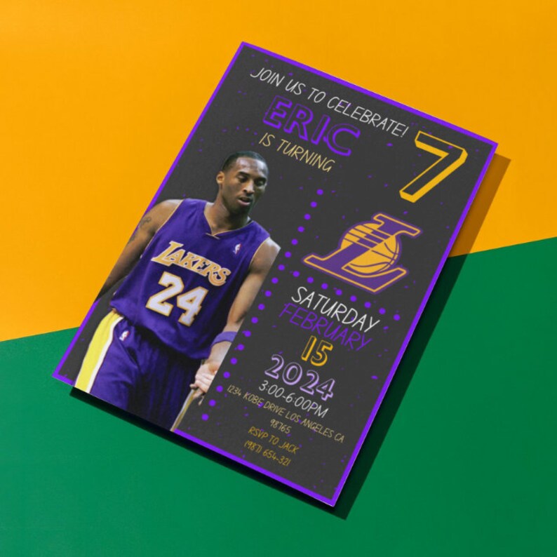 Customizable Birthday Card Invitation Kobe Bryant Basketball - Etsy