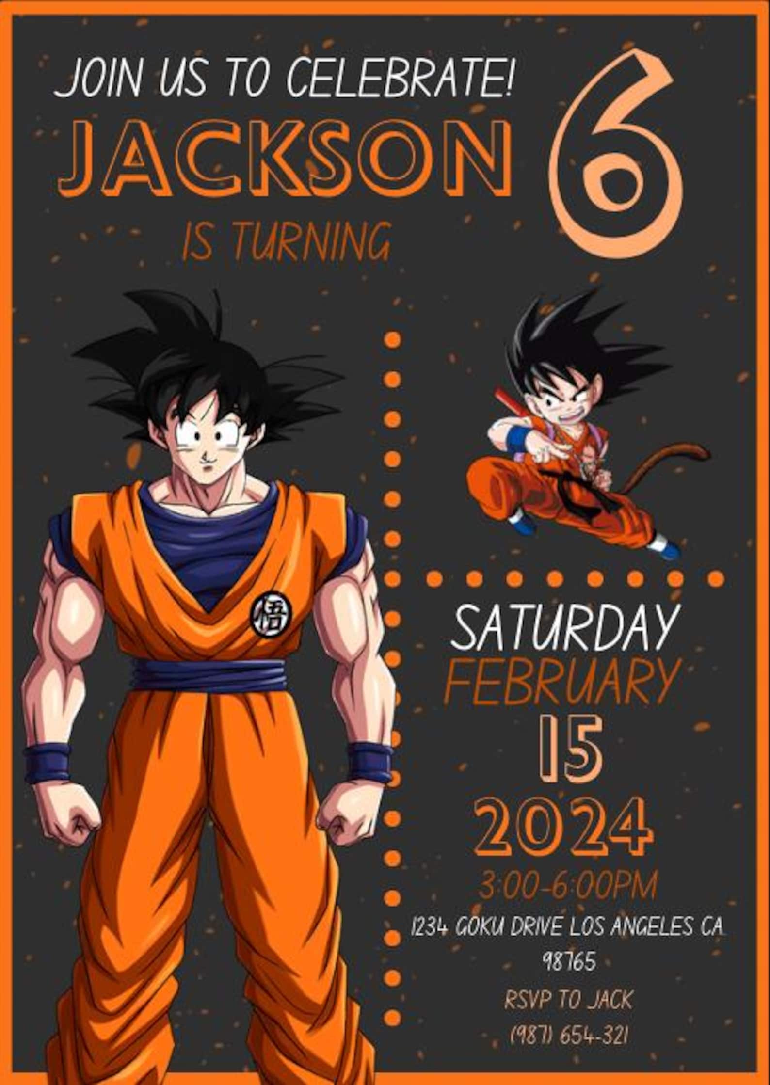 Customizable Birthday Card Invitation Goku Dragon Ball Z Orange - Etsy