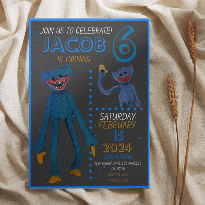 Customizable Birthday Card Invitation Huggy Wuggy Poppy Playtime Video ...