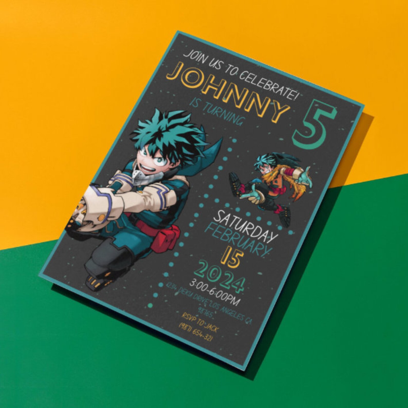 Customizable Birthday Card Invitation Deku Manga Style My Hero Academia ...