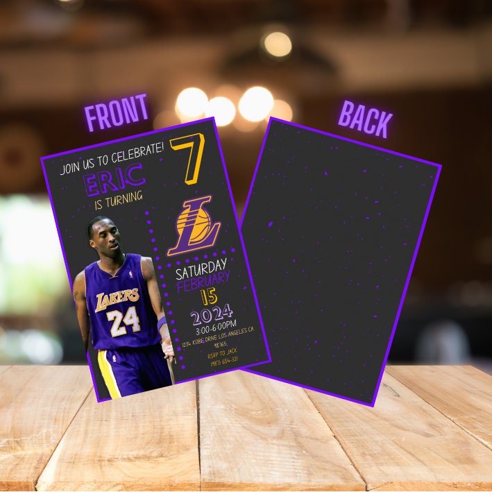Customizable Birthday Card Invitation Kobe Bryant Basketball - Etsy