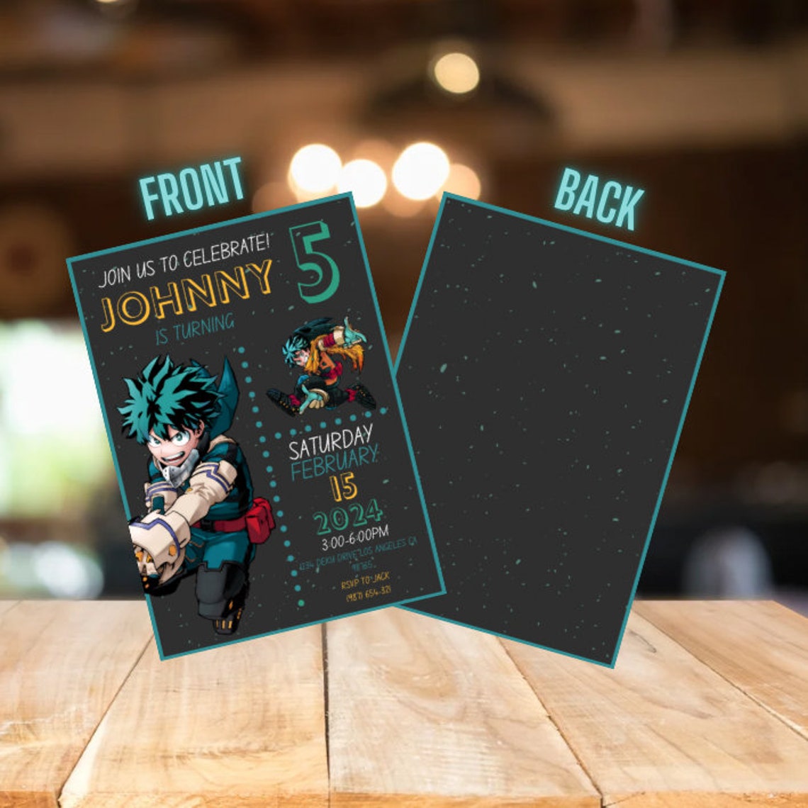 Customizable Birthday Card Invitation Deku Manga Style My Hero Academia ...