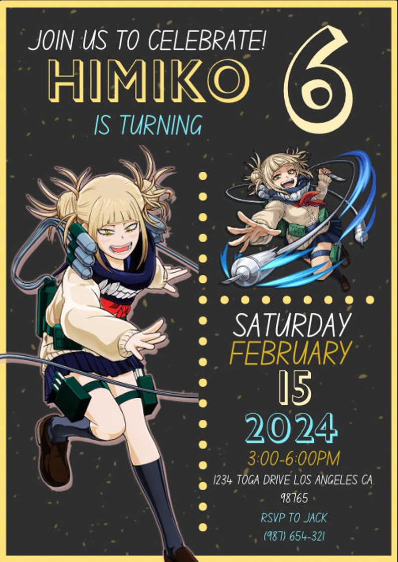 Customizable Birthday Card Invitation Toga My Hero Academia - Etsy