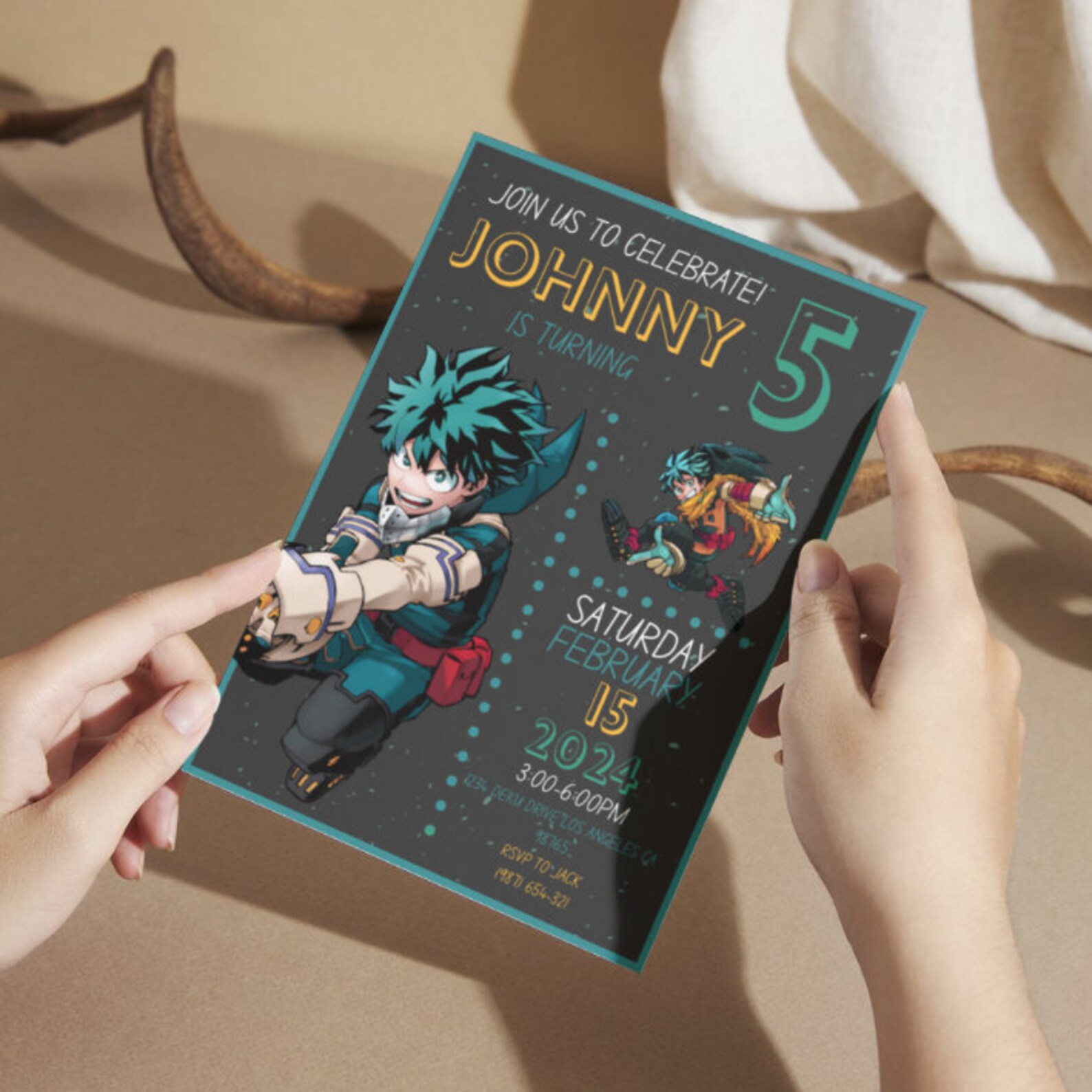 Customizable Birthday Card Invitation Deku Manga Style My Hero Academia ...