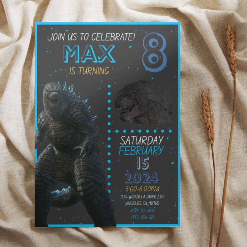 Godzilla Invitation Card - Etsy