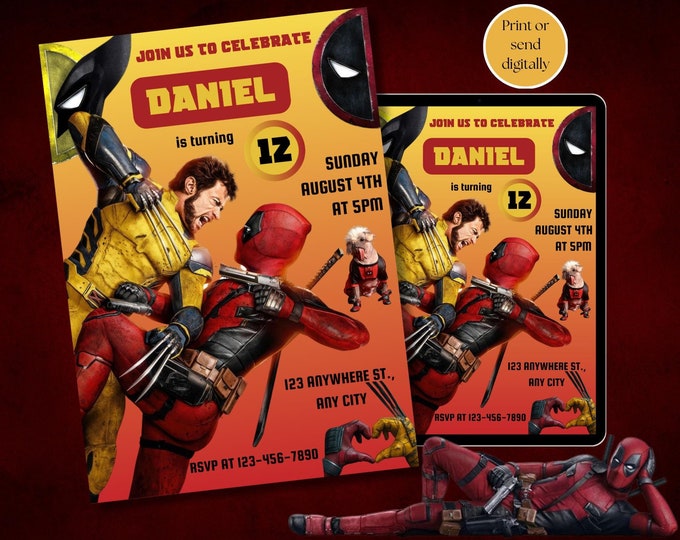 Deadpool and Wolverine Birthday Party Invite, Editable Deadpool and ...