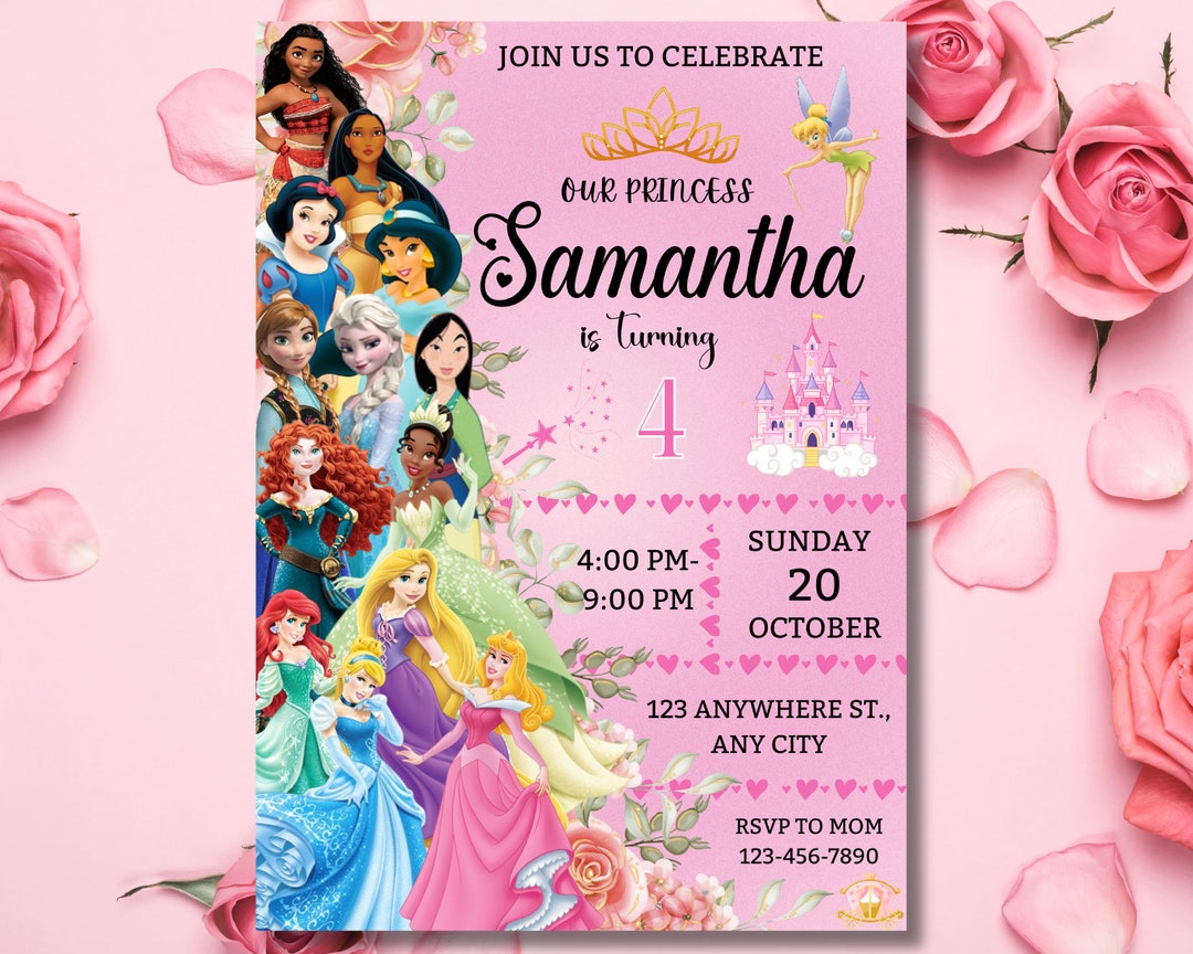 Editable Princess Birthday Template, Princess Invitation, Girl Princess ...