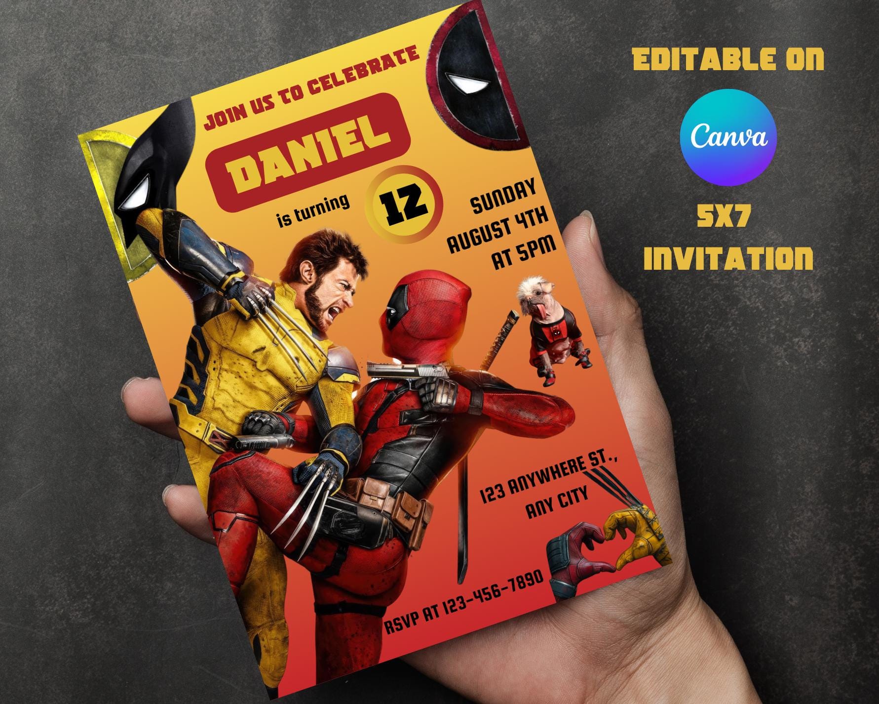 Deadpool and Wolverine Birthday Party Invite, Editable Deadpool and ...