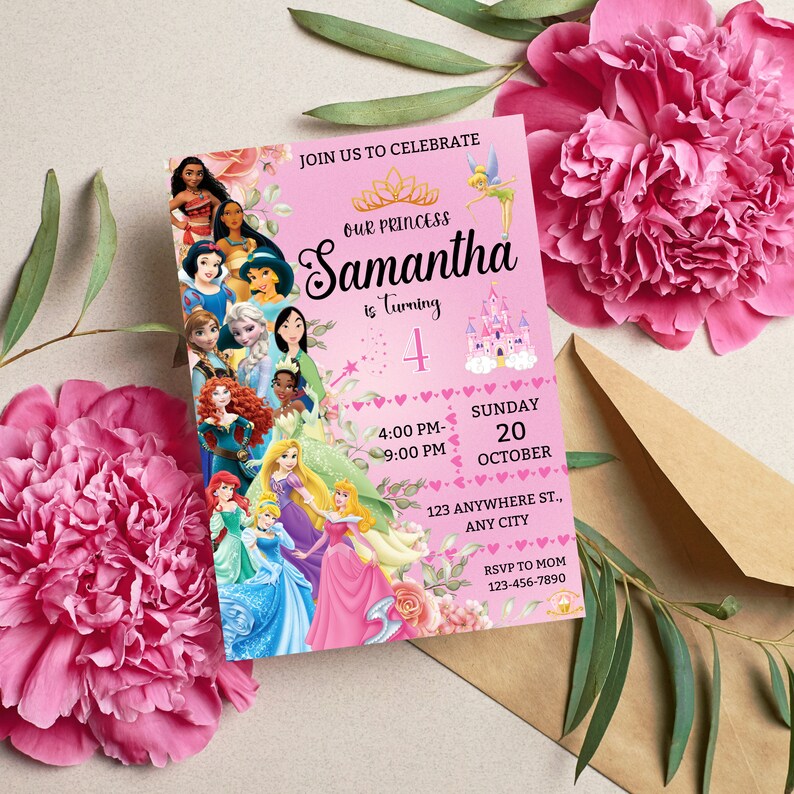 Editable Princess Birthday Template, Princess Invitation, Girl Princess ...