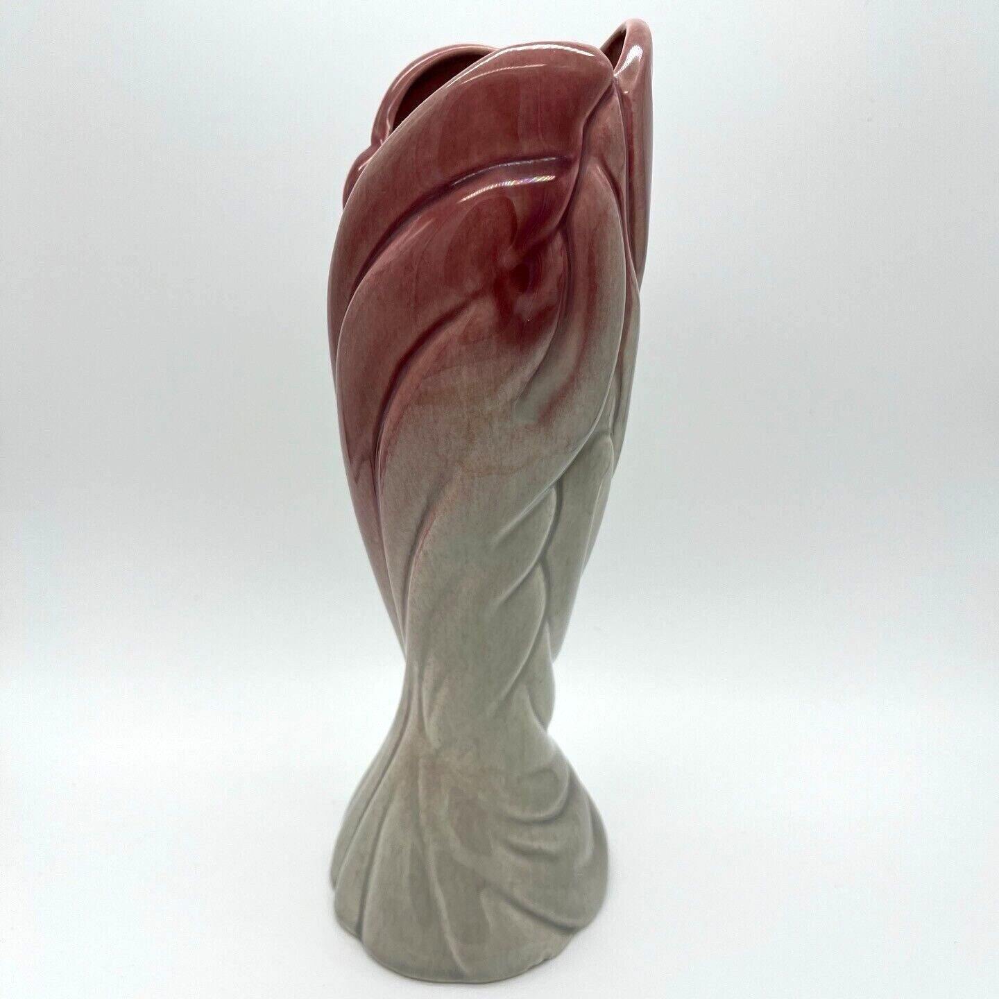 Vintage West Coast Pottery Twisted Swirl Drapery Vase ~ Gray Burgundy ...