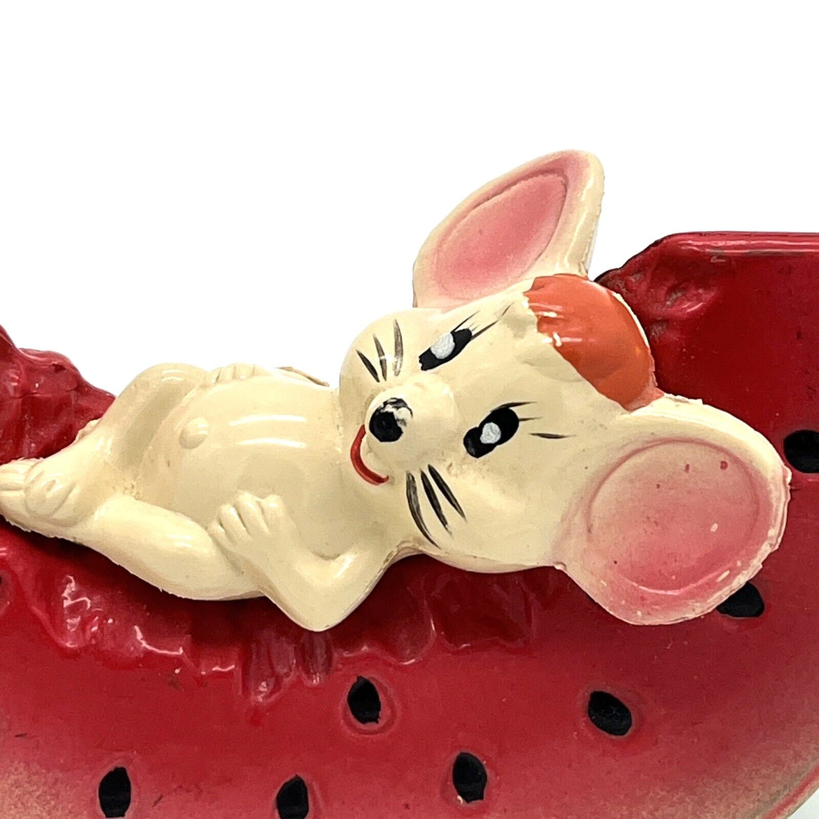 Vintage Kitsch White Mouse on Watermelon Slice Coin Bank Plastic Fruit ...