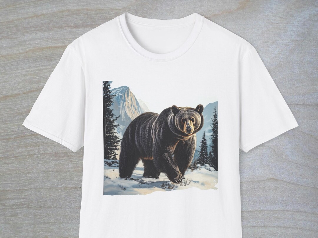 Black Bear Winter Snow Landscape Unisex T-shirt, Rocky Mountain ...