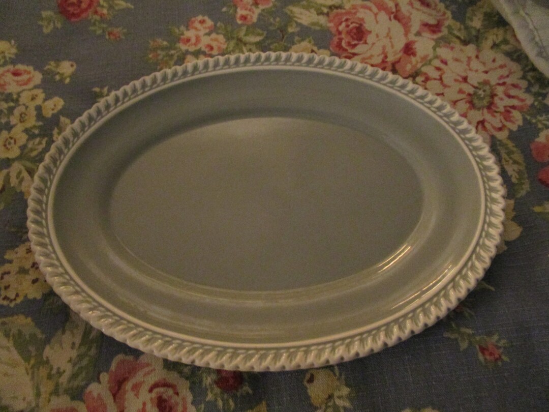 Mid Century Harkerware Pottery Gray Oval Platter Harker Pottery ...