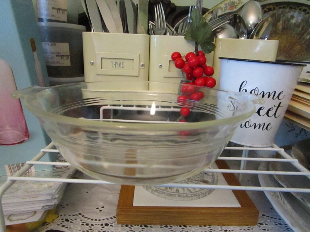 Vintage Clear Glass Pyrex Bowl With Handles 123-723B AJ - Etsy