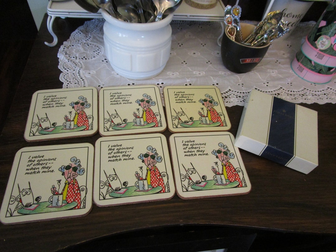Vintage Set of 6 Maxine Hallmark Coasters With Cork Backs I Value the ...