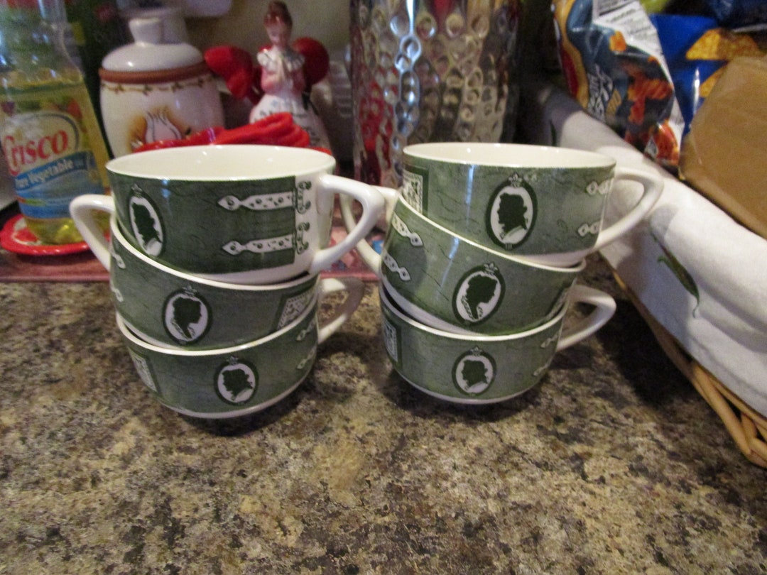 9 Mid Century Colonial Homestead Royal China Dishes 6 Cups 2 Saucers ...