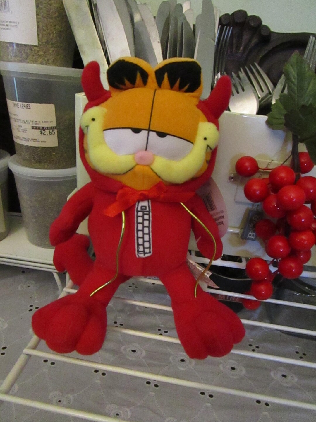Vintage Garfield Halloween Devil Costume Plush Doll With Suction Cup for Window - Etsy