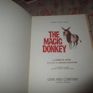 1972 the Magic Donkey A Magic Circle Book by Carolyn Joyce Illustrated ...