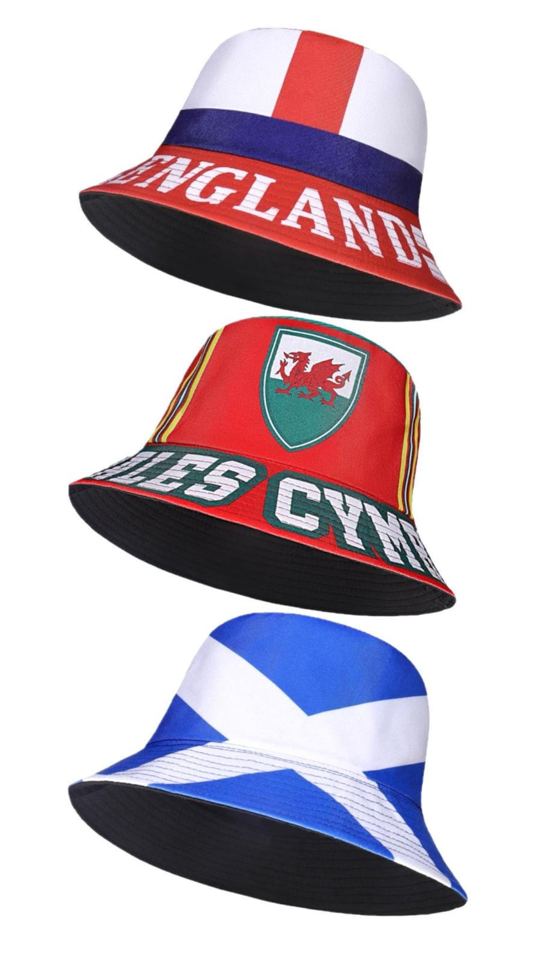 England, Welsh, Scotland National Flag Reversible Bucket Hats. Sun Hat ...