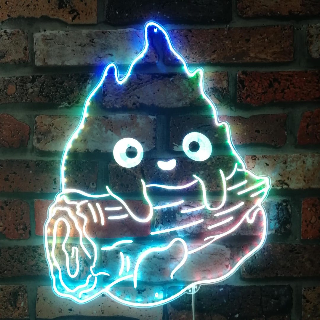 Calcifer Fire Kawaii Demon Light up Wall Sign, Anime Light, Custom ...