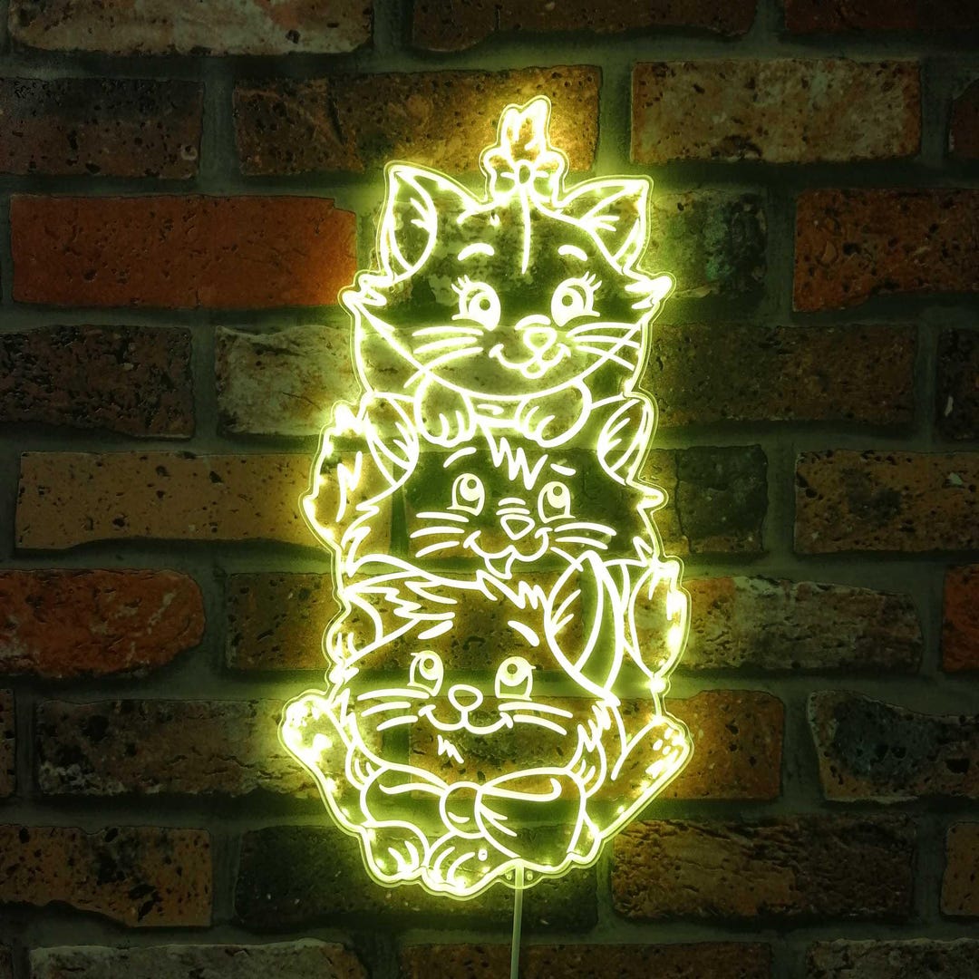 Aristocats Light up Wall Sign, Anime Light Decor, Custom Anime Neon ...