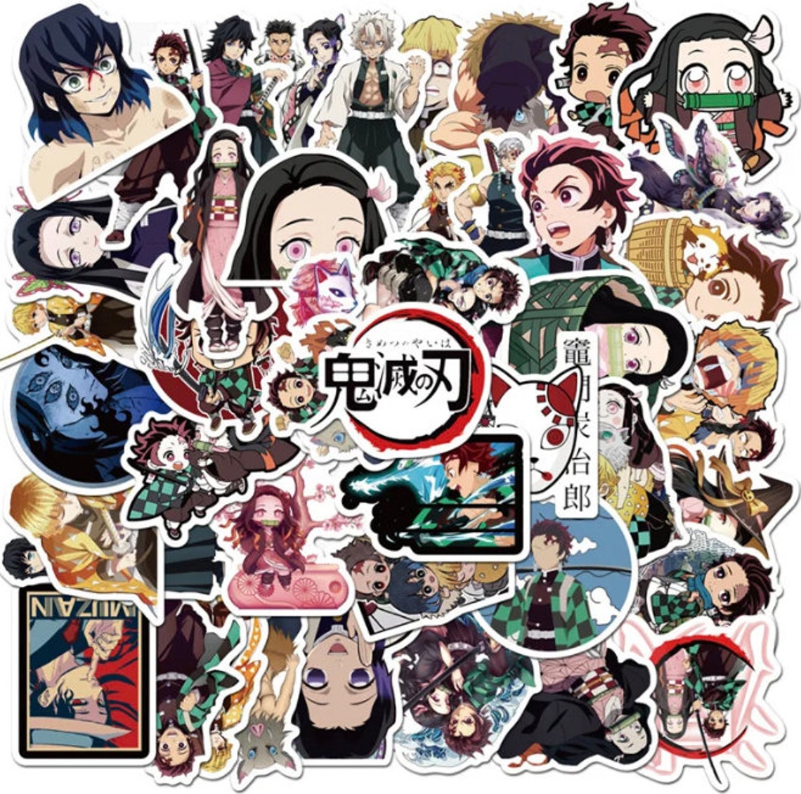 Demon Slayer Anime 50 Sticker Pack custom Made - Etsy