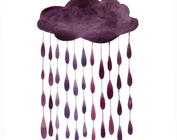 SALE Violet Raindrops Original Watercolor Painting - Etsy
