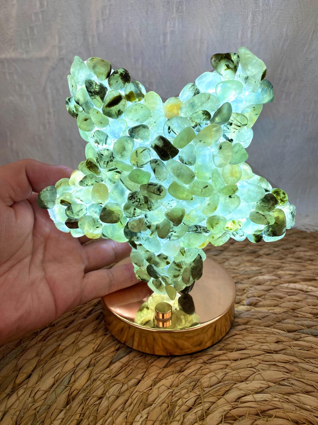 7'' Handmade Prehnite Lamps, Natural Crystal Lamps, Crystal Star ...