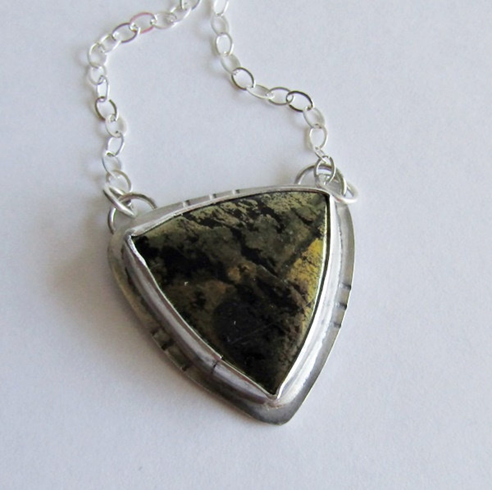 Triangle Pyrite Necklace Pyrite in Chalcedony Jewelry Fool's Gold ...