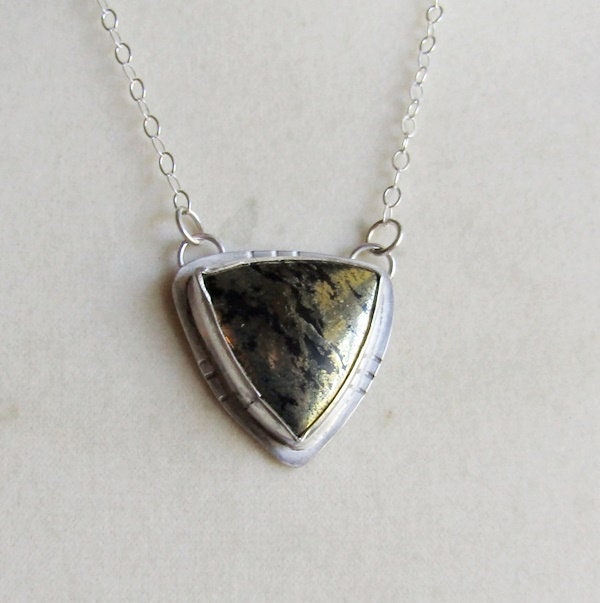 Triangle Pyrite Necklace Pyrite in Chalcedony Jewelry Fool's Gold ...