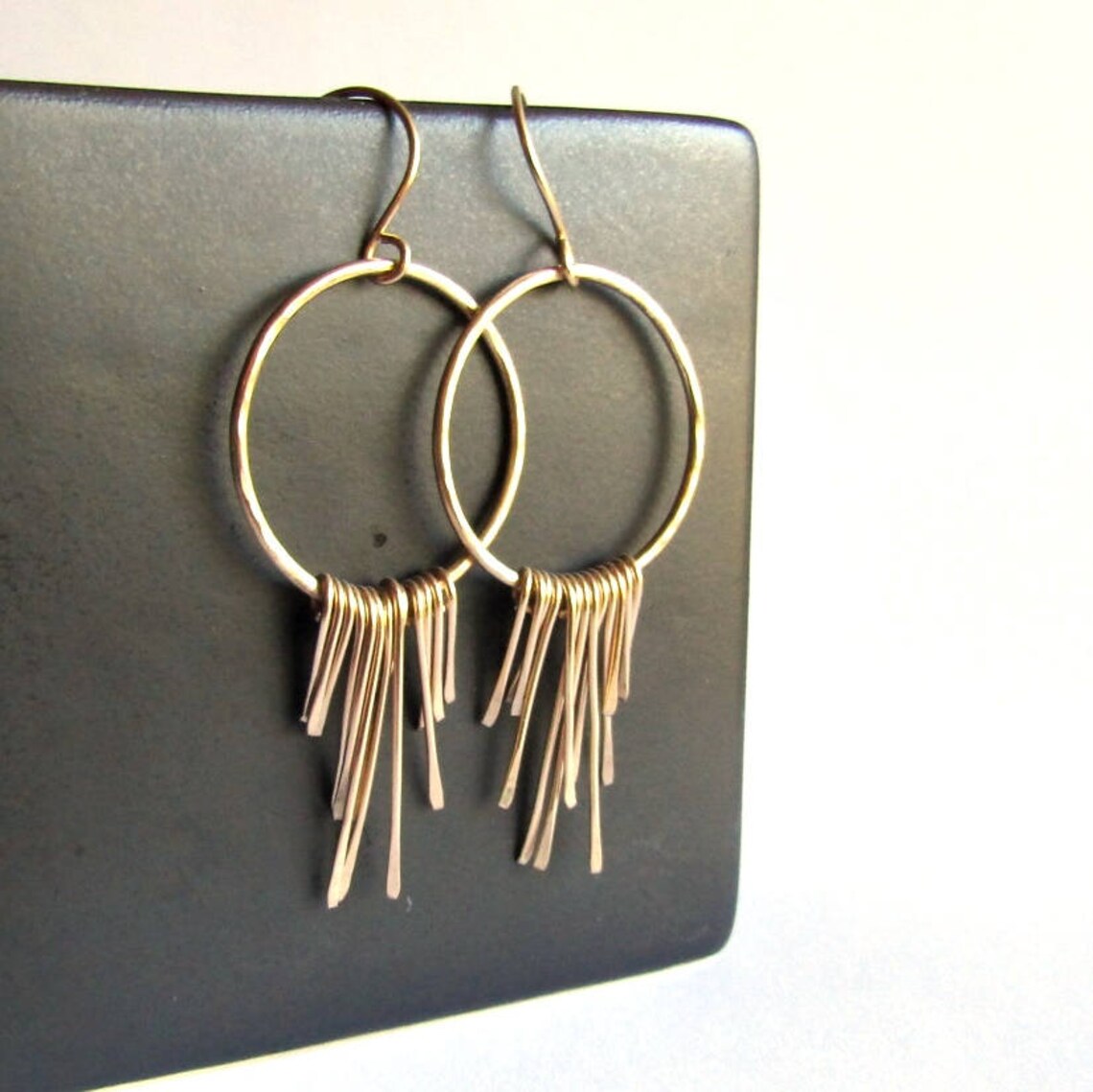 14K Gold Boho Fringe Earrings - Solid Gold Earrings - Boho Chic Jewelry ...