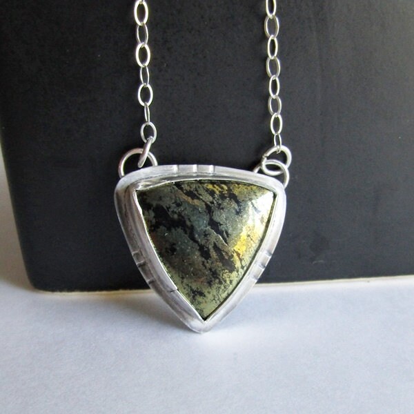 Triangle Pyrite Necklace Pyrite in Chalcedony Jewelry Fool's Gold ...