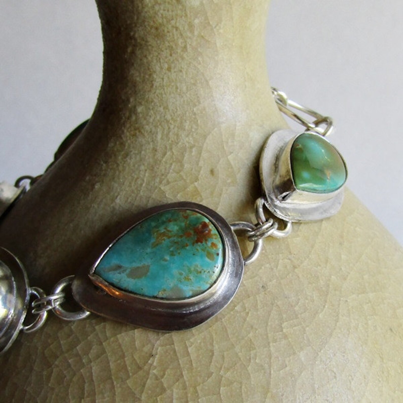 Alacron Turquoise Link Bracelet Mexican Turquoise Bracelet - Etsy