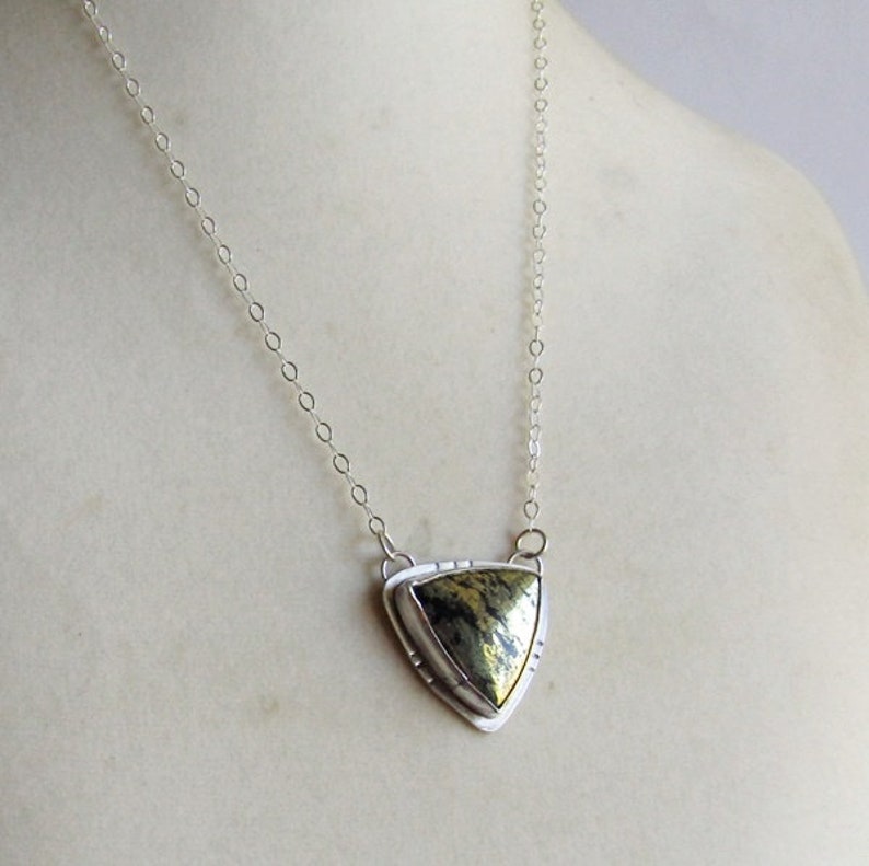 Triangle Pyrite Necklace Pyrite in Chalcedony Jewelry Fool's Gold ...
