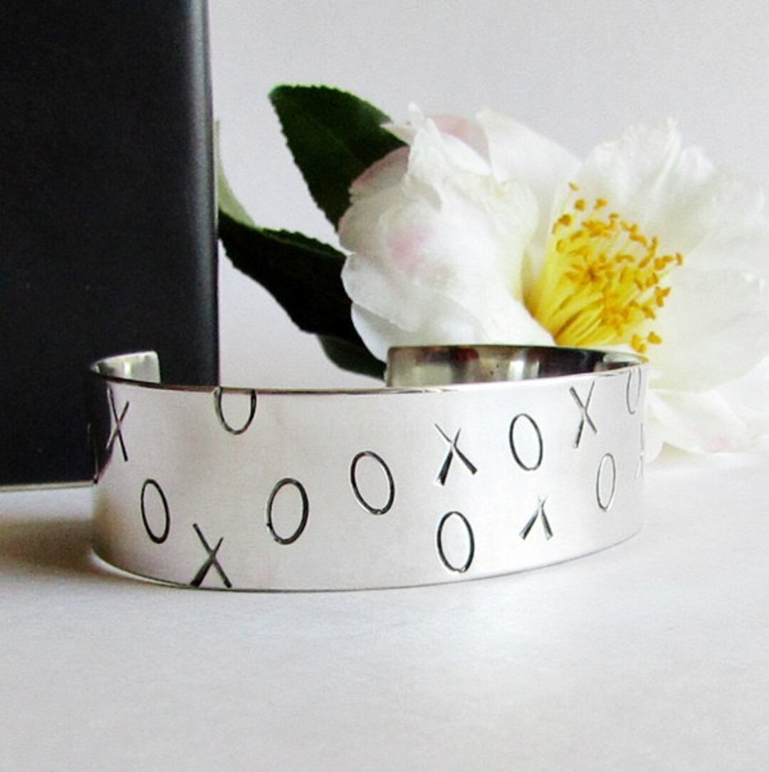 Hand Stamped Sterling Silver Cuff - Hugs and Kisses - Valentine's Day ...