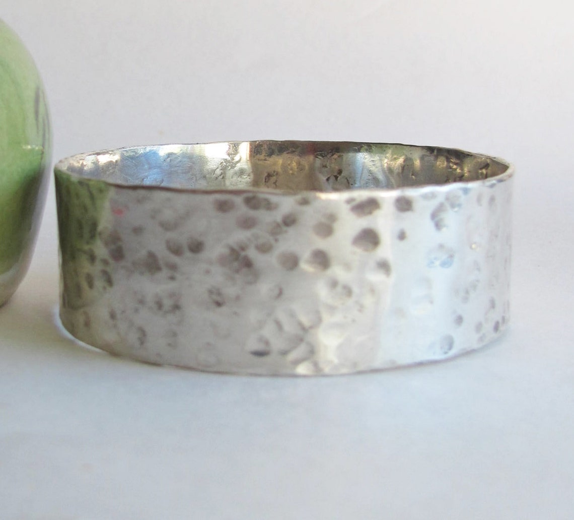Wide Sterling Silver Bangle Bracelet Hammered Silver - Etsy
