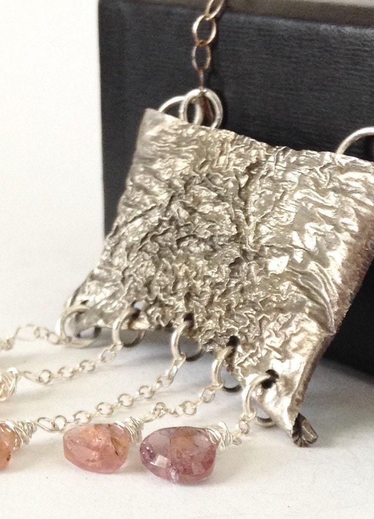 Reticulated Silver and Spinel Necklace - Etsy