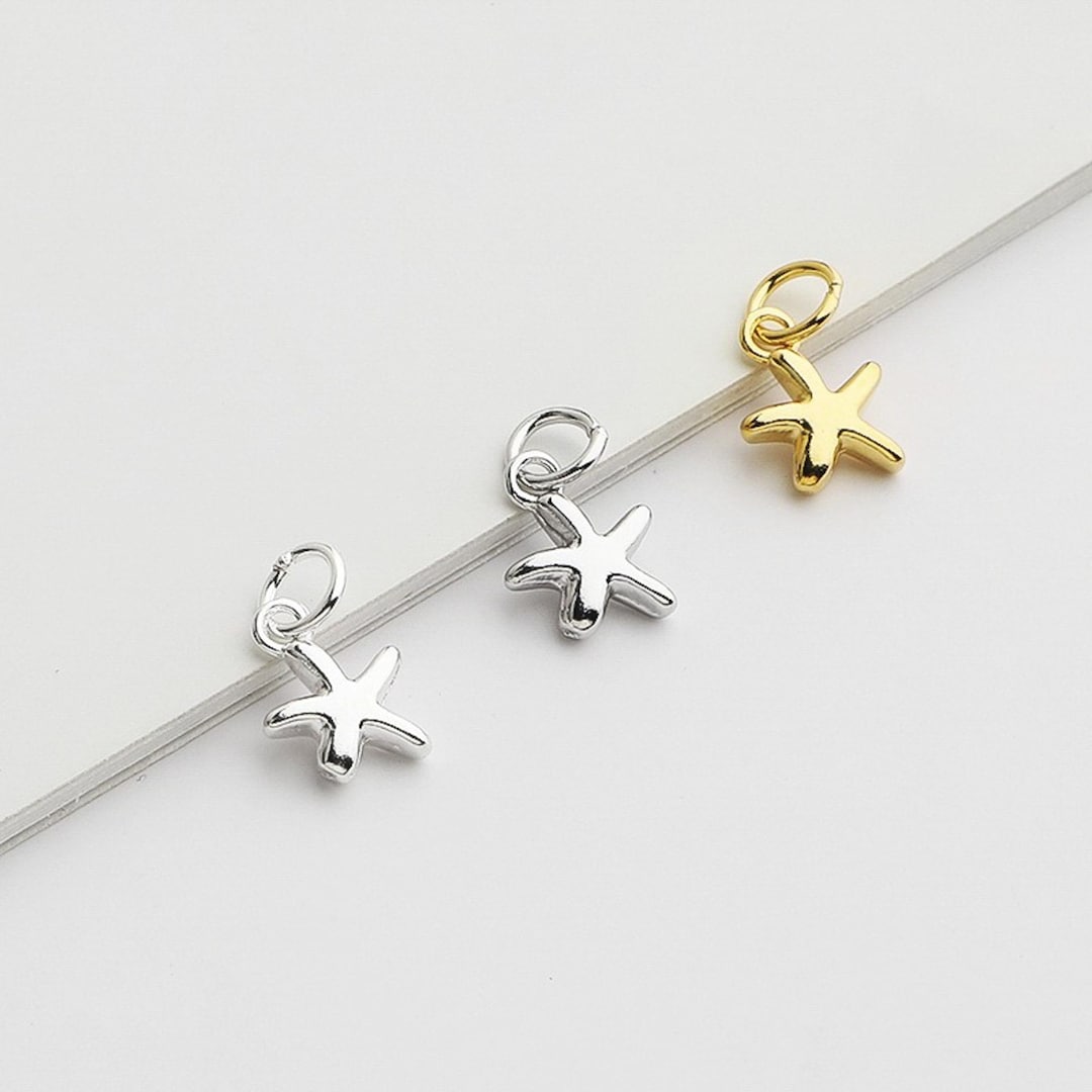S925 Sterling Silver Gold-plated Starfish Pendant DIY Beaded Pearl ...