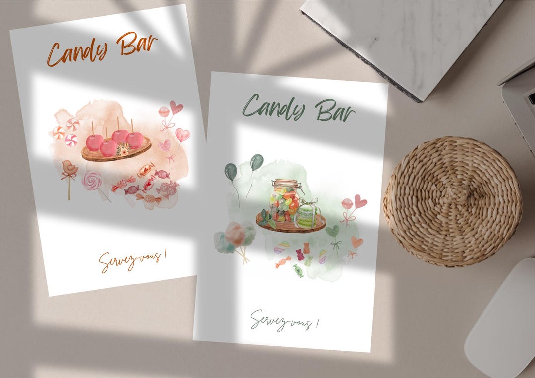 Affiche candy bar, bar à bonbons, bar à gourmandises - Etsy France