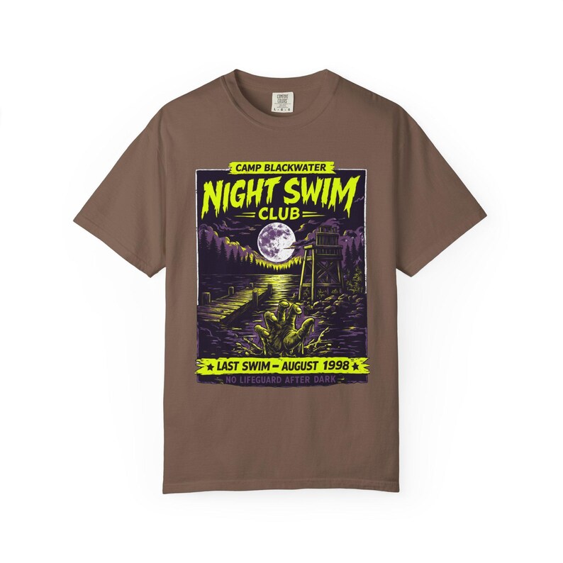 Camp Blackwater Night Swim Club Horror Tee, Retro Slasher Graphic ...