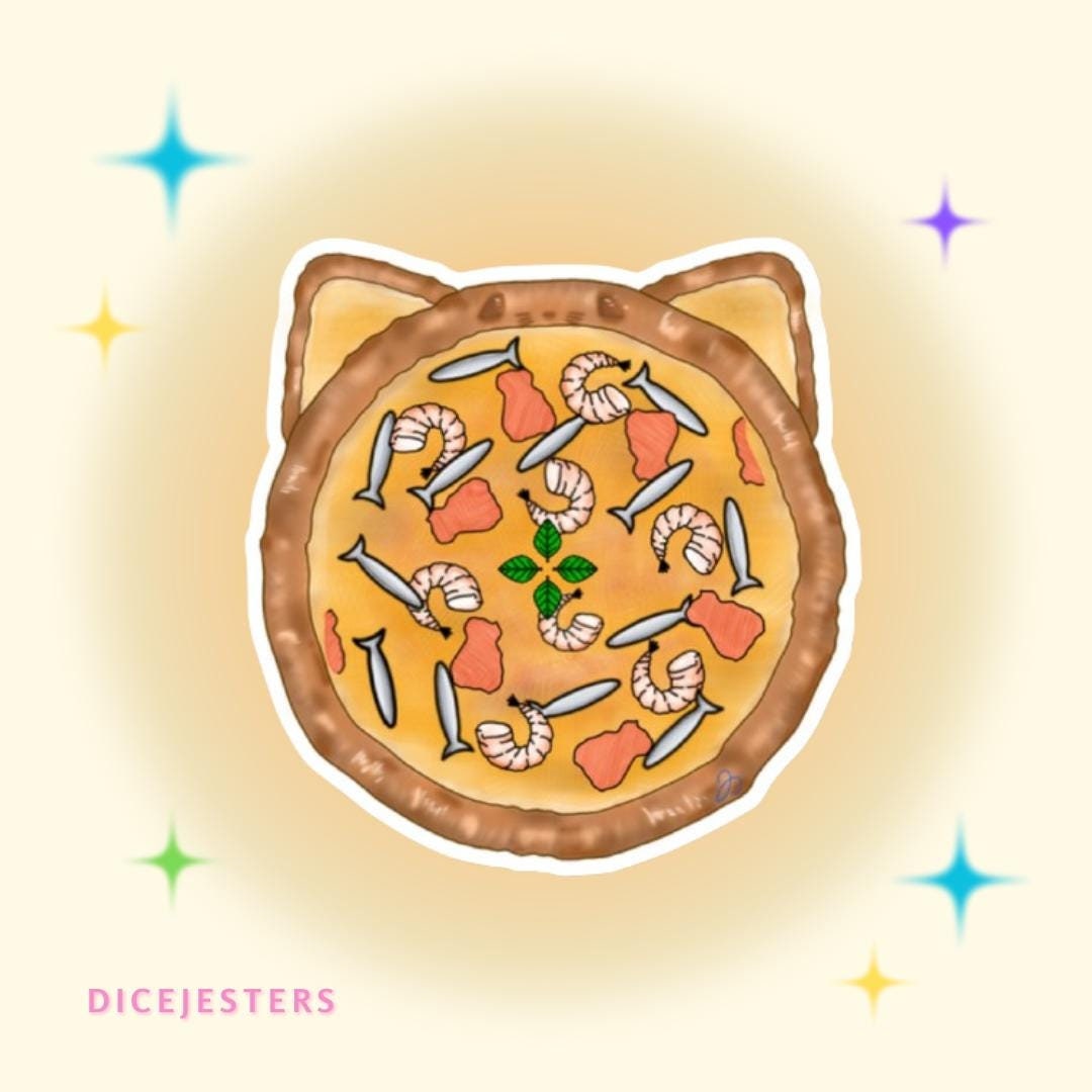 Cat Shaped Pizza Sticker Pizza Sticker Cat Sticker Kawaii Sticker ...