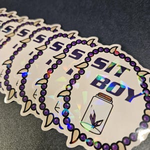 Holographic Sit Boy Sticker | Holographic Sticker | Anime Sticker ...