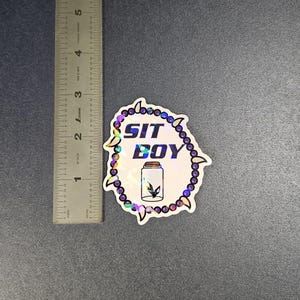 Holographic Sit Boy Sticker | Holographic Sticker | Anime Sticker ...