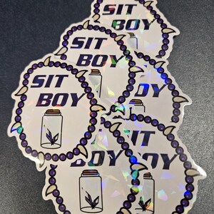 Holographic Sit Boy Sticker | Holographic Sticker | Anime Sticker ...