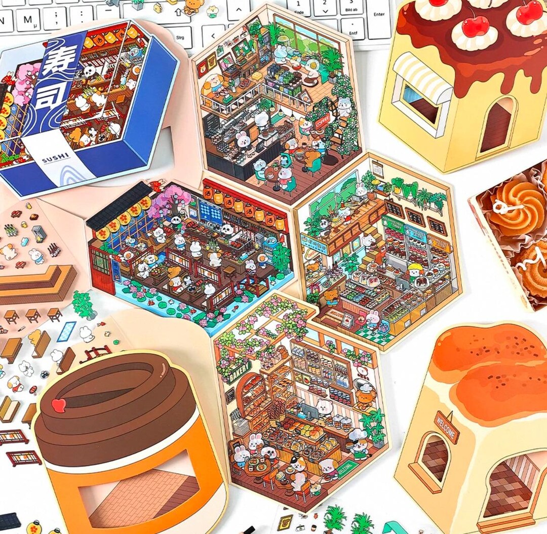 Creative Isometric Sticker Scene Pack Deco Sticker Miniature Sticker ...