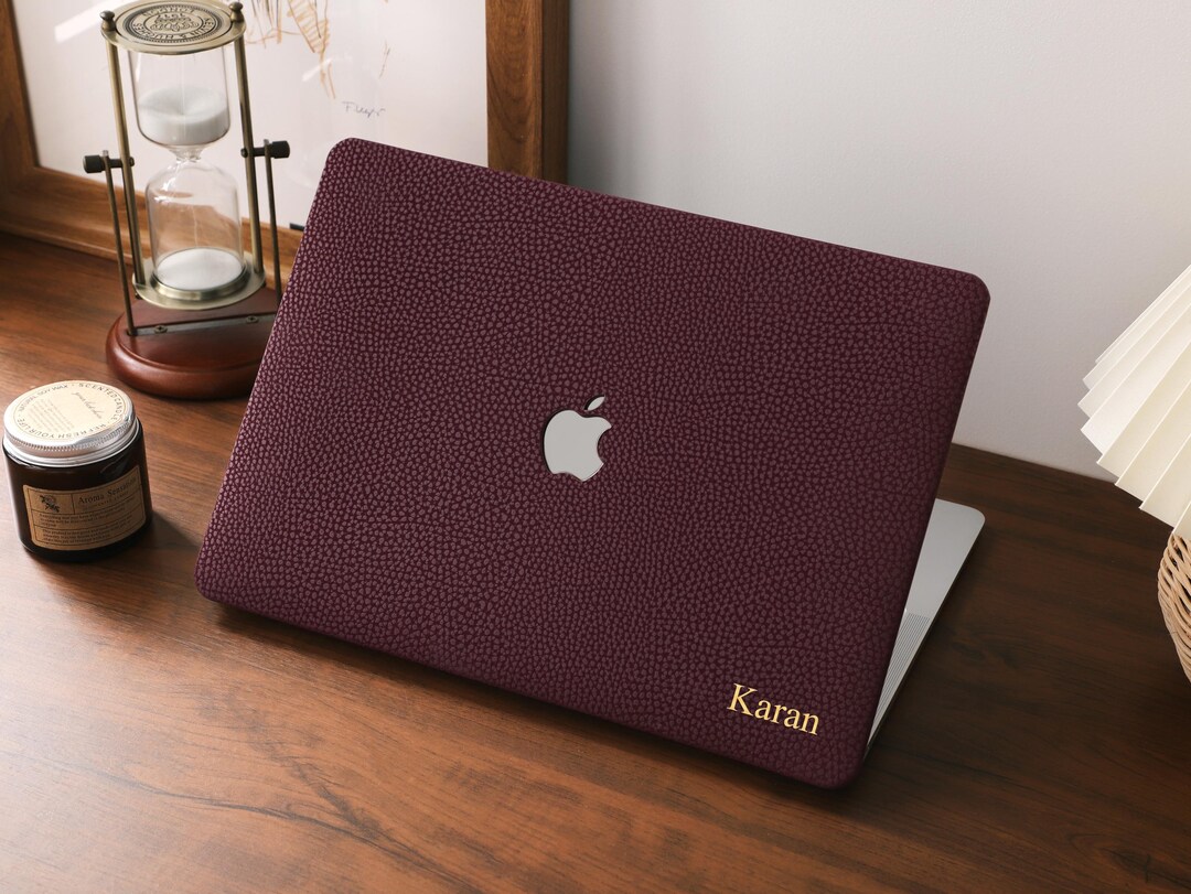 Personalized Burgundy Lychee Grain MacBook Case, Custom Leather Case ...
