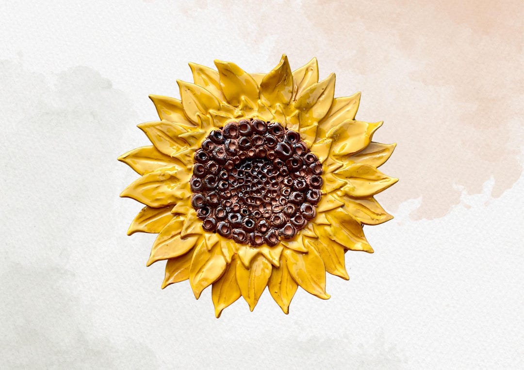 Sunflower, Ceramic Sunflower, Wall Art Sunflower, 3D Pottery Sunflower ...