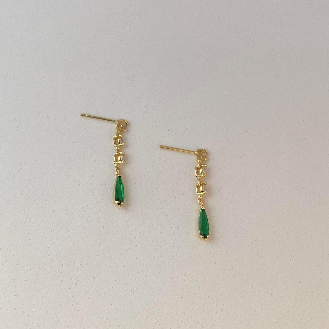 Elegant Faux Emerald Dangle Drop Earrings for Women - Etsy