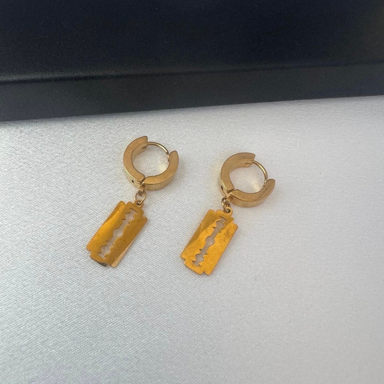 Razor Blade Shape Dangle Drop Earrings for Men Women Punk Hip Hop ...