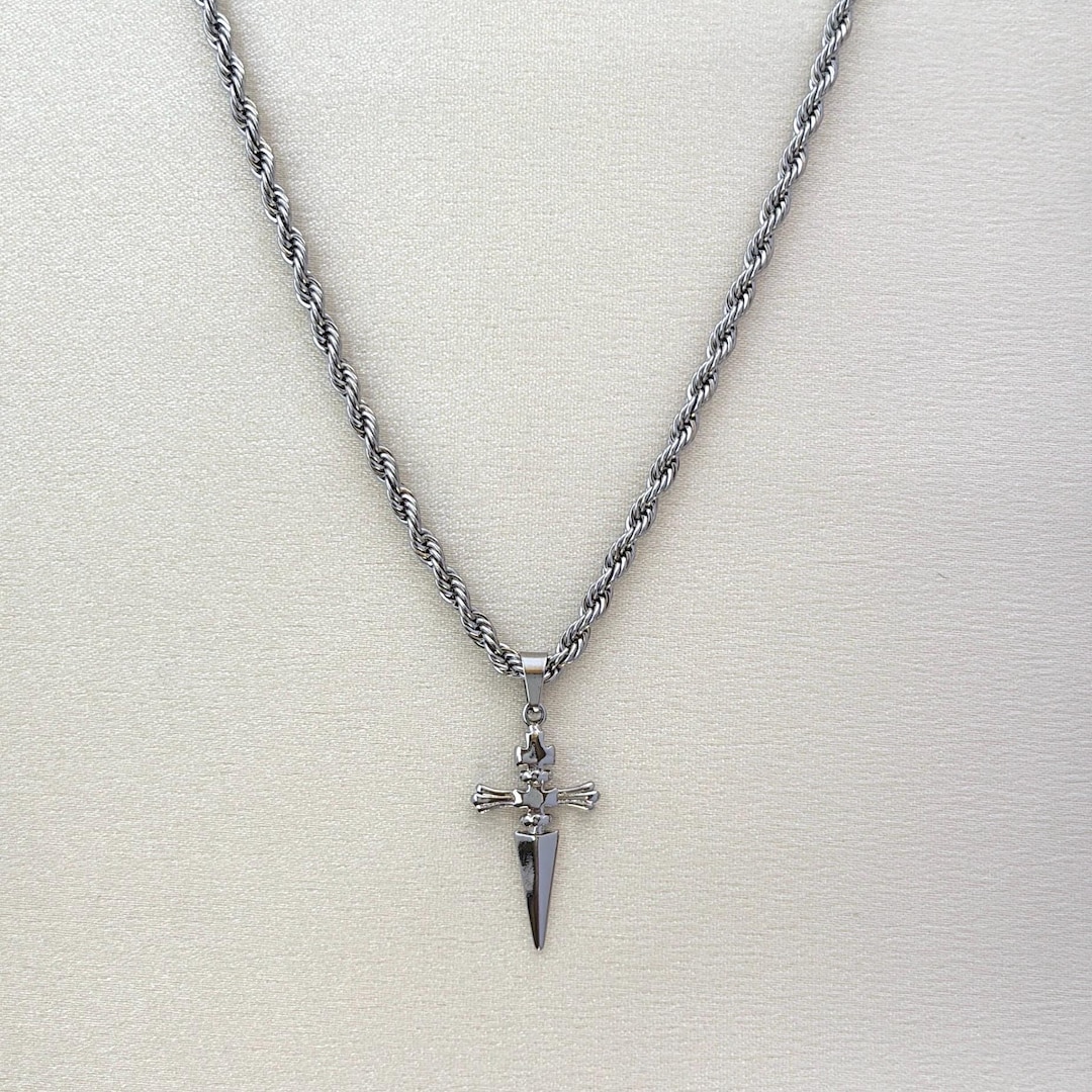 Cross Dagger Pendant Necklace for Men Women Streetwear Hip Hop Unisex ...
